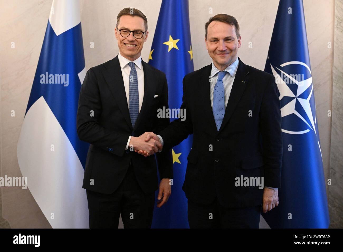 The President of the Republic of Finland Alexander Stubb, left ...