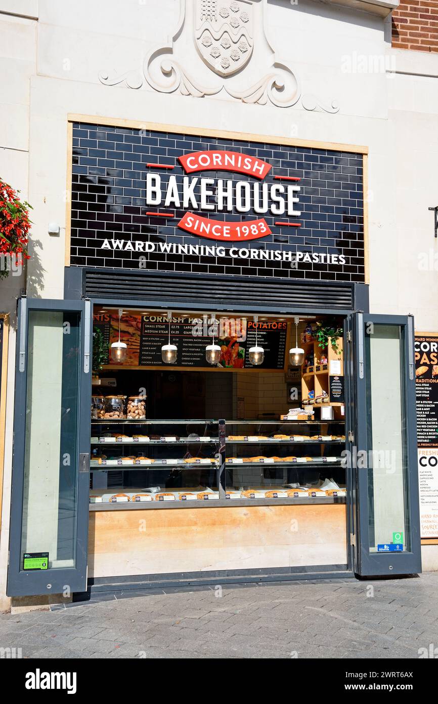 Front view of the Cornish Bakehouse along High Street, Exeter, Devon ...