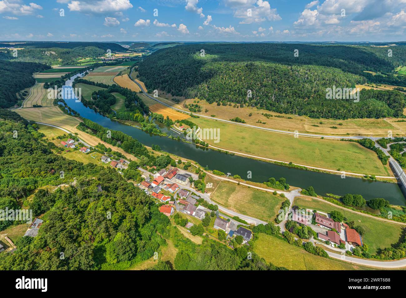 Idyllic landscape around Eggersberg high above the Main-Danube Canal in ...