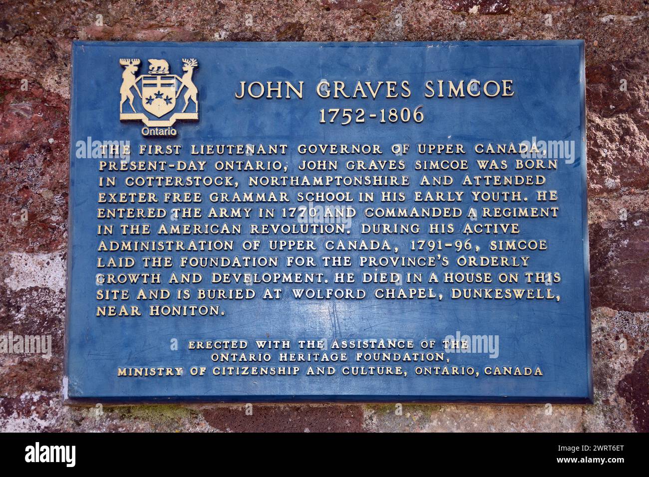Plaque for John Graves Sincoe in Cathedral Close, Exeter, Devon, UK ...