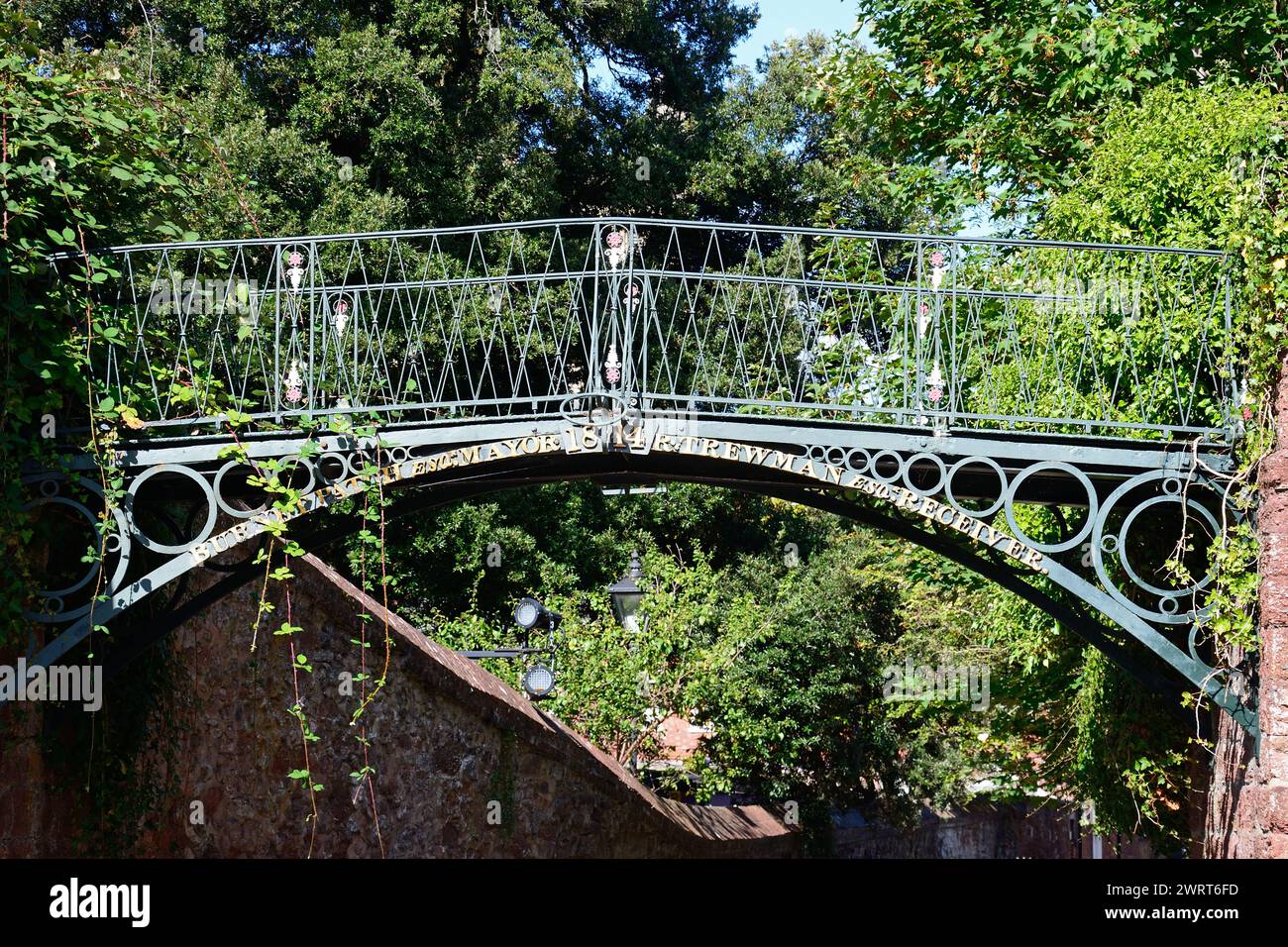 View of Burnet Patch iron bridge along Cathedral Close, Exeter, Devon ...