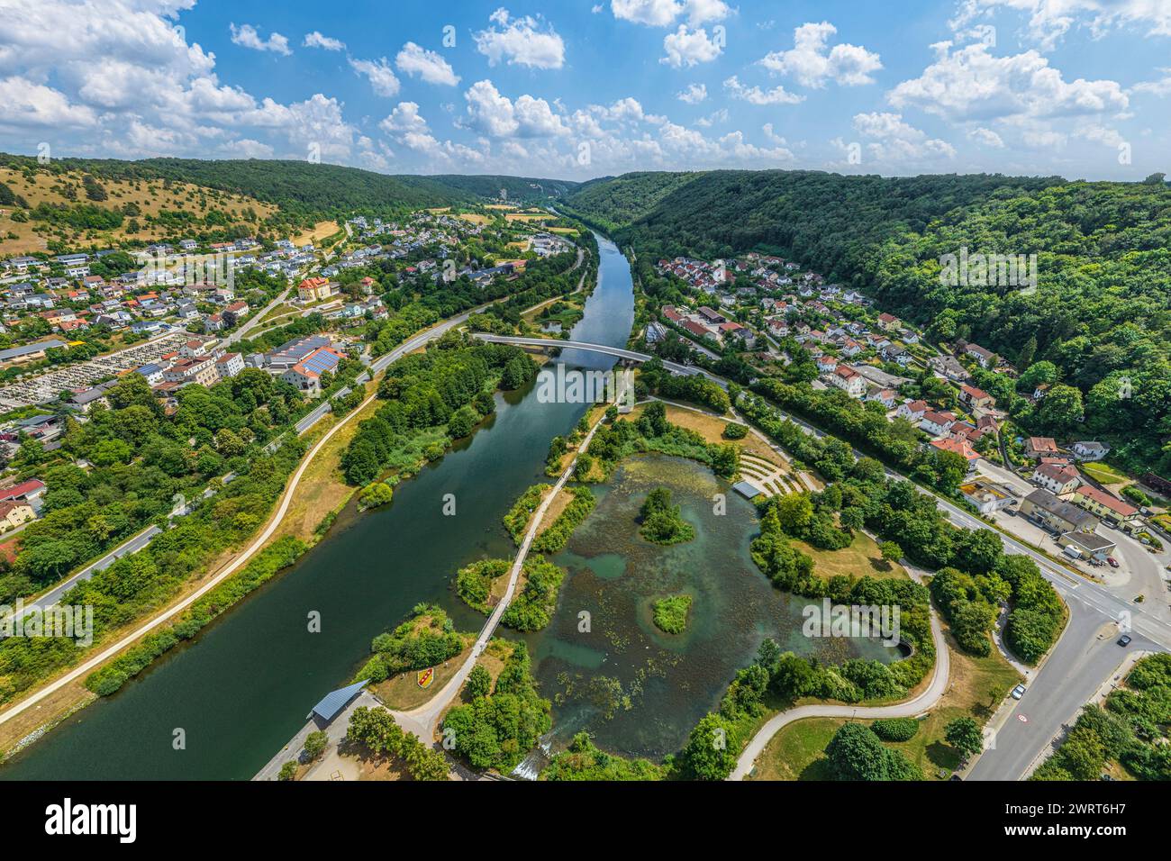 The beautiful situated town of Riedenburg in the Lower Bavarian Altmühl ...