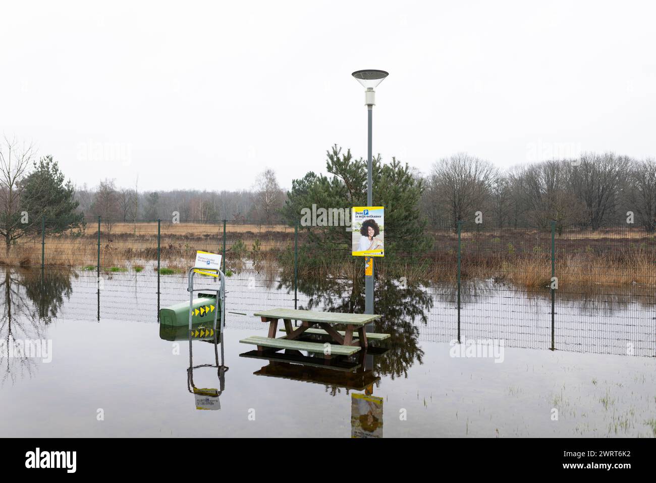 Flooded parking place due to extreme rain in the winter of 2023 and ...