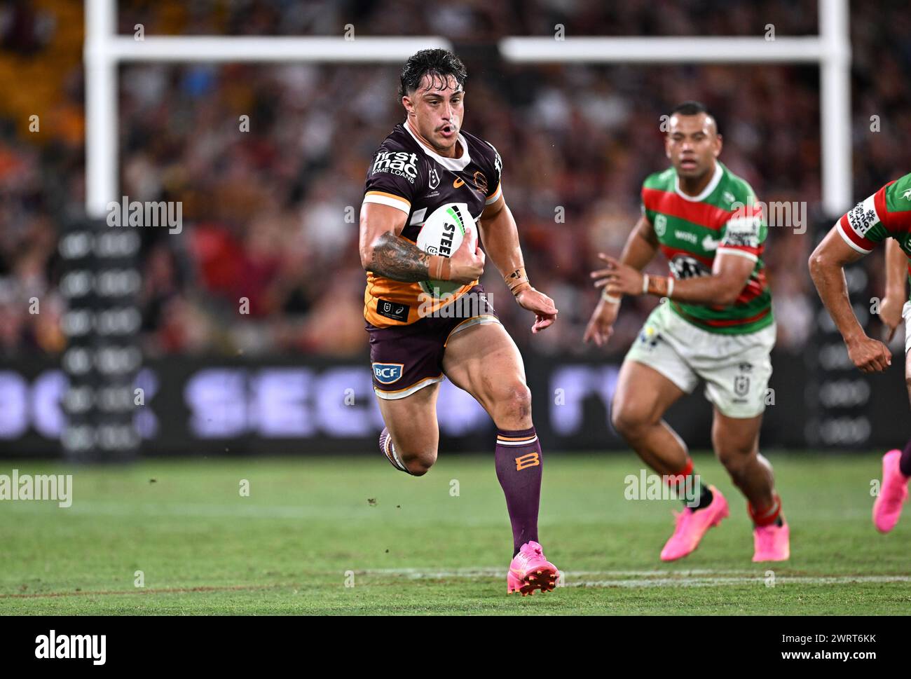 Brisbane, Australia. 14th Mar, 2024. Kotoni Staggs of the Broncos ...