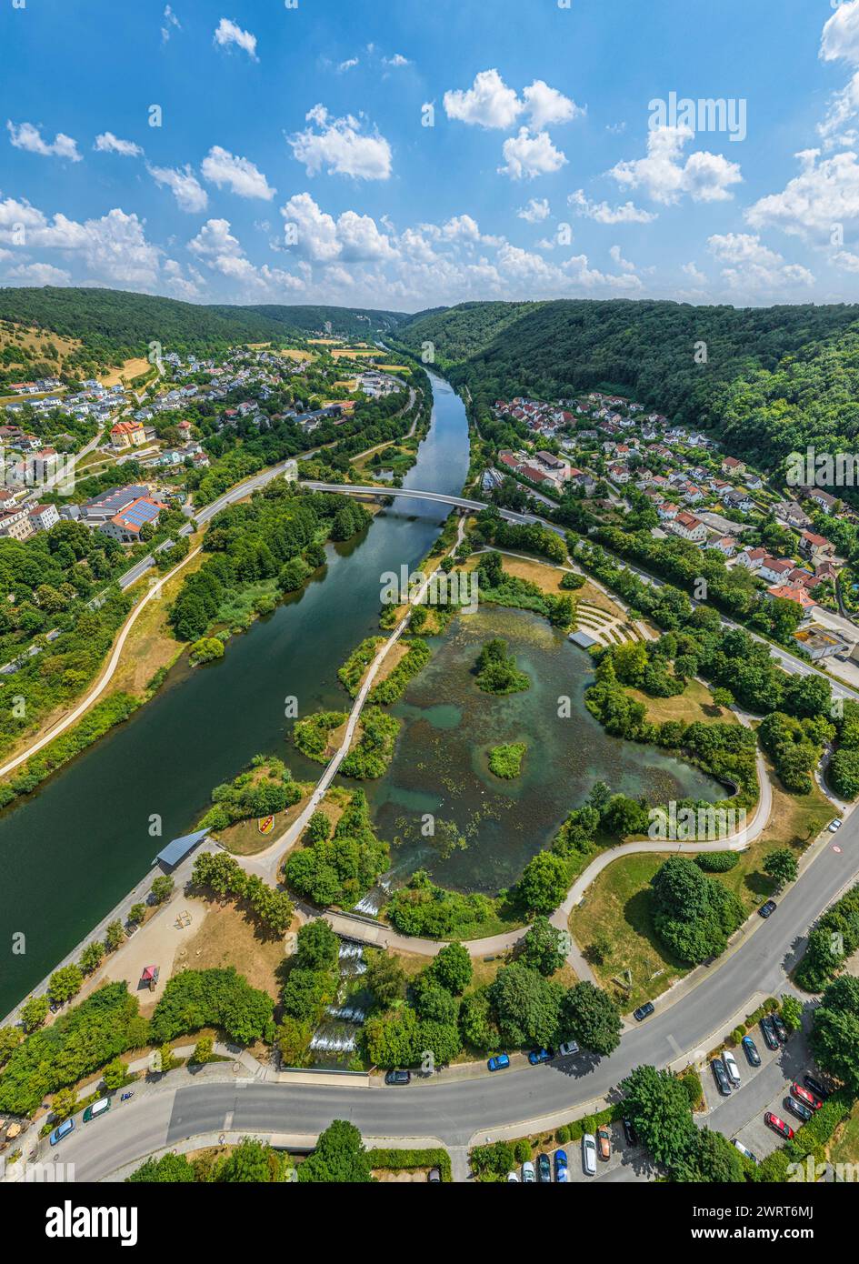 The beautiful situated town of Riedenburg in the Lower Bavarian Altmühl ...