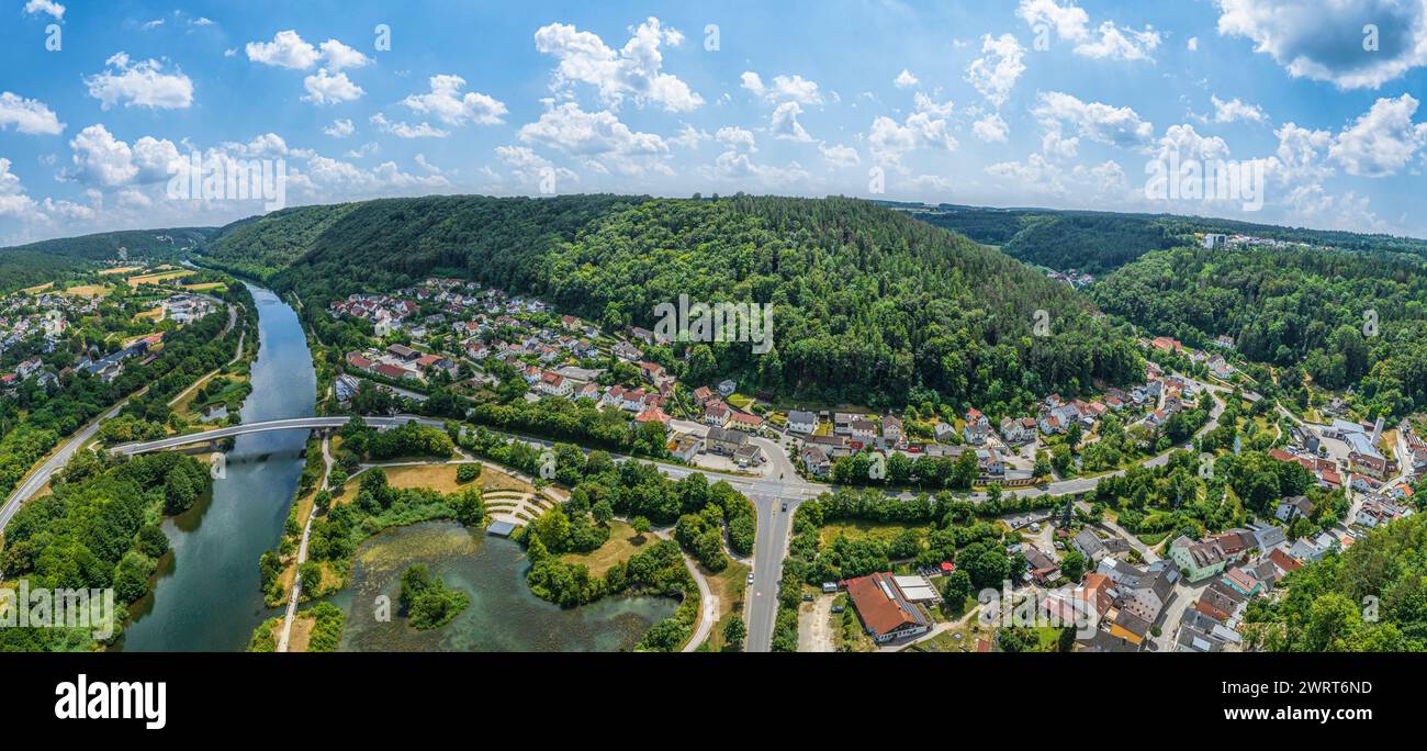 The beautiful situated town of Riedenburg in the Lower Bavarian Altmühl ...