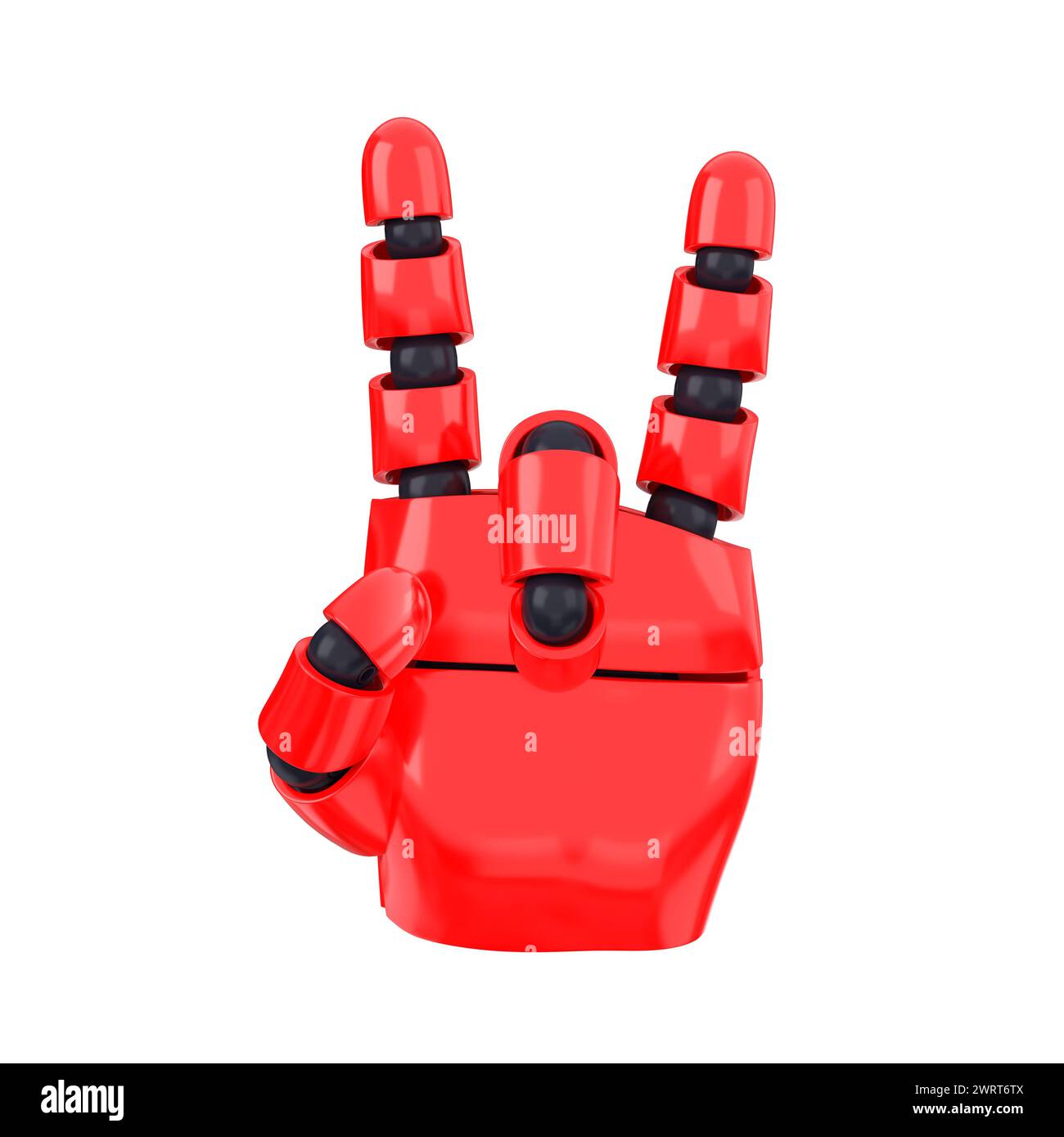 Red emoji bot hand show a goat gesture. Isolated AI or automated ...