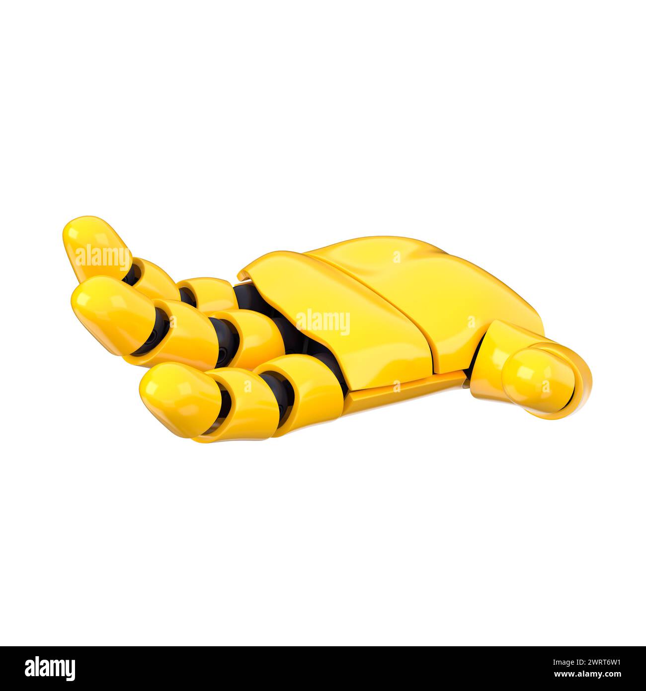 Yellow emoji bot hand giving or presenting gesture. Isolated AI or ...