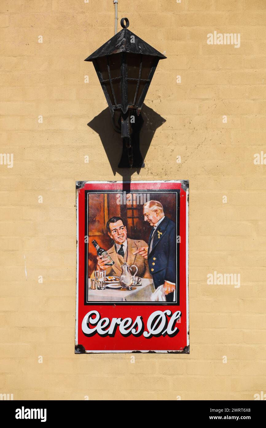 Old advertising of Ceres beer on a wall of a restaurant. The Ceres ...