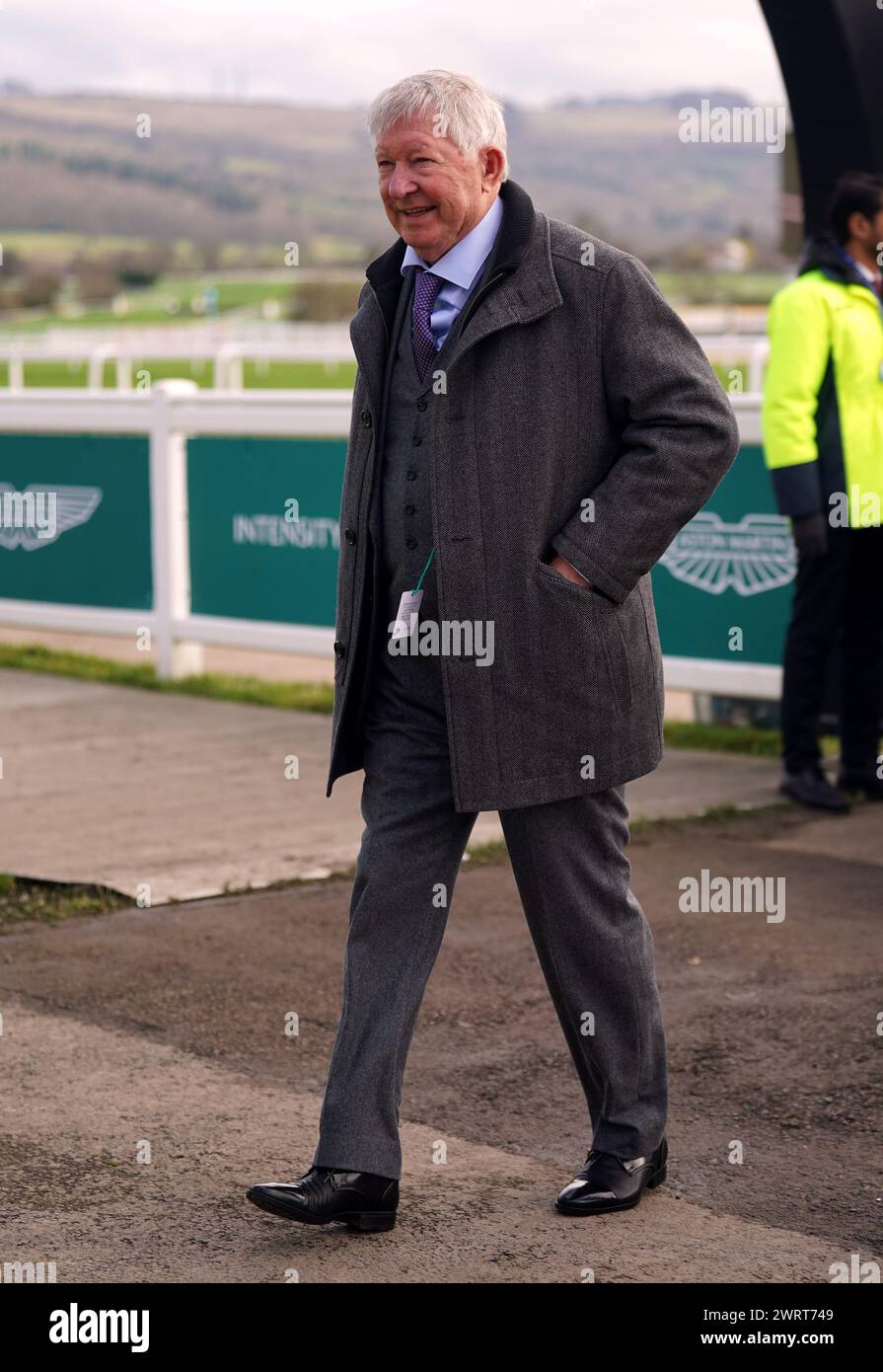 Sir Alex Ferguson arrives on day three of the 2024 Cheltenham Festival ...