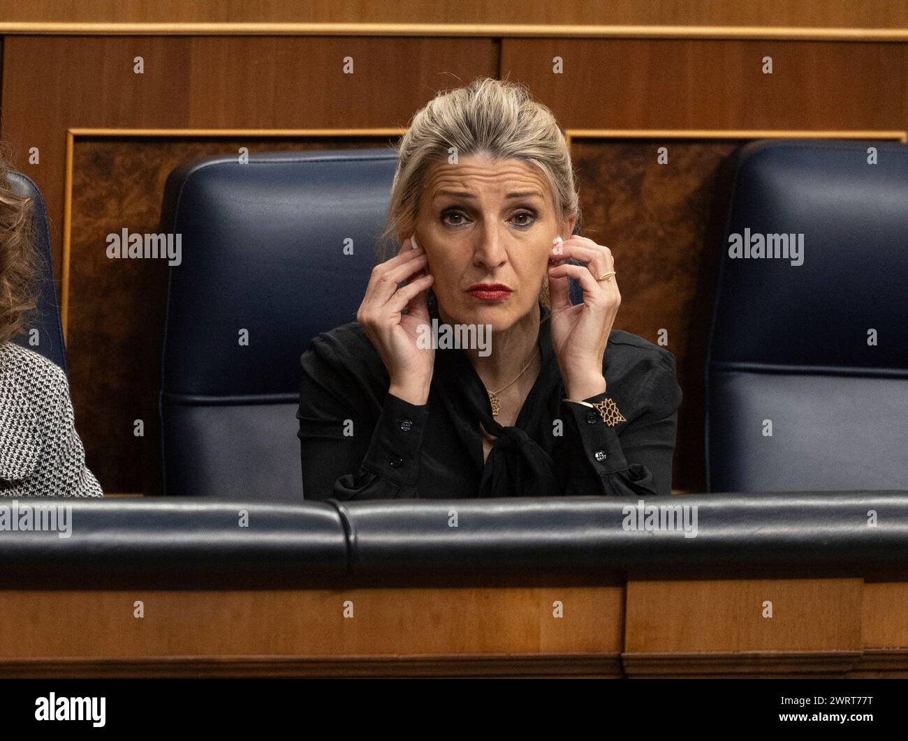 The second vice-president and Minister of Labor, Yolanda Díaz, during a ...