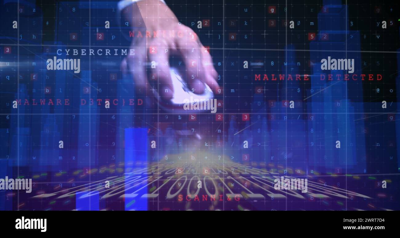 Cybercrime and digital security concept depicted through a digital ...