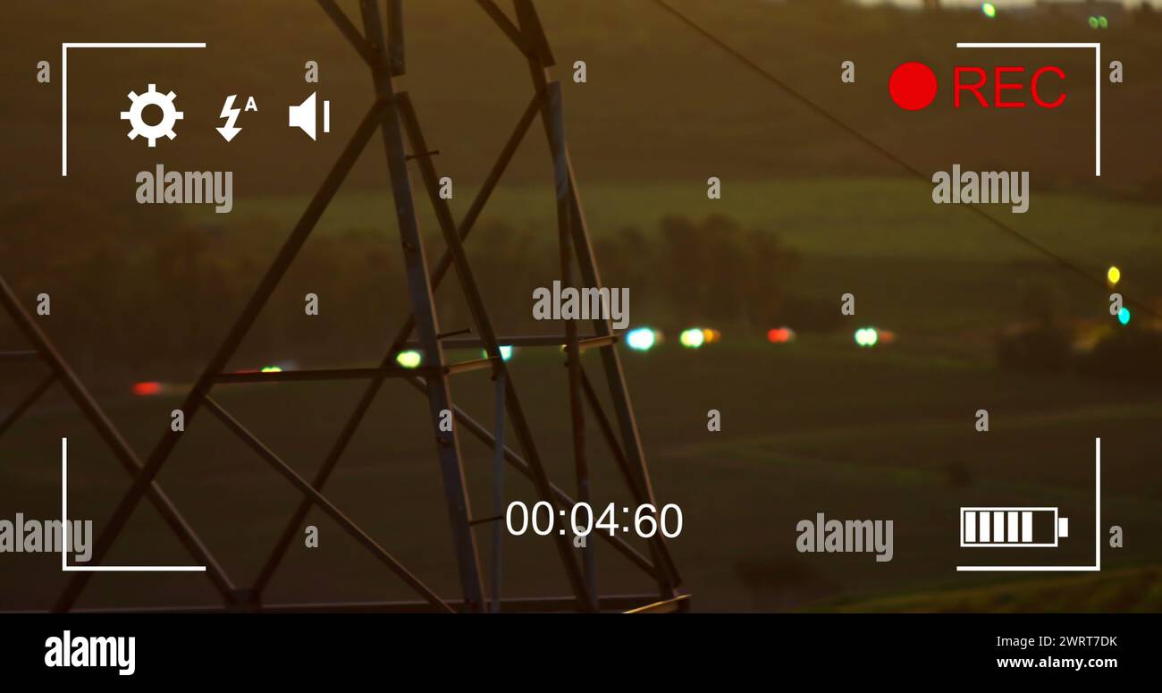 Image of night traffic, seen on a screen of a digital camera in record ...