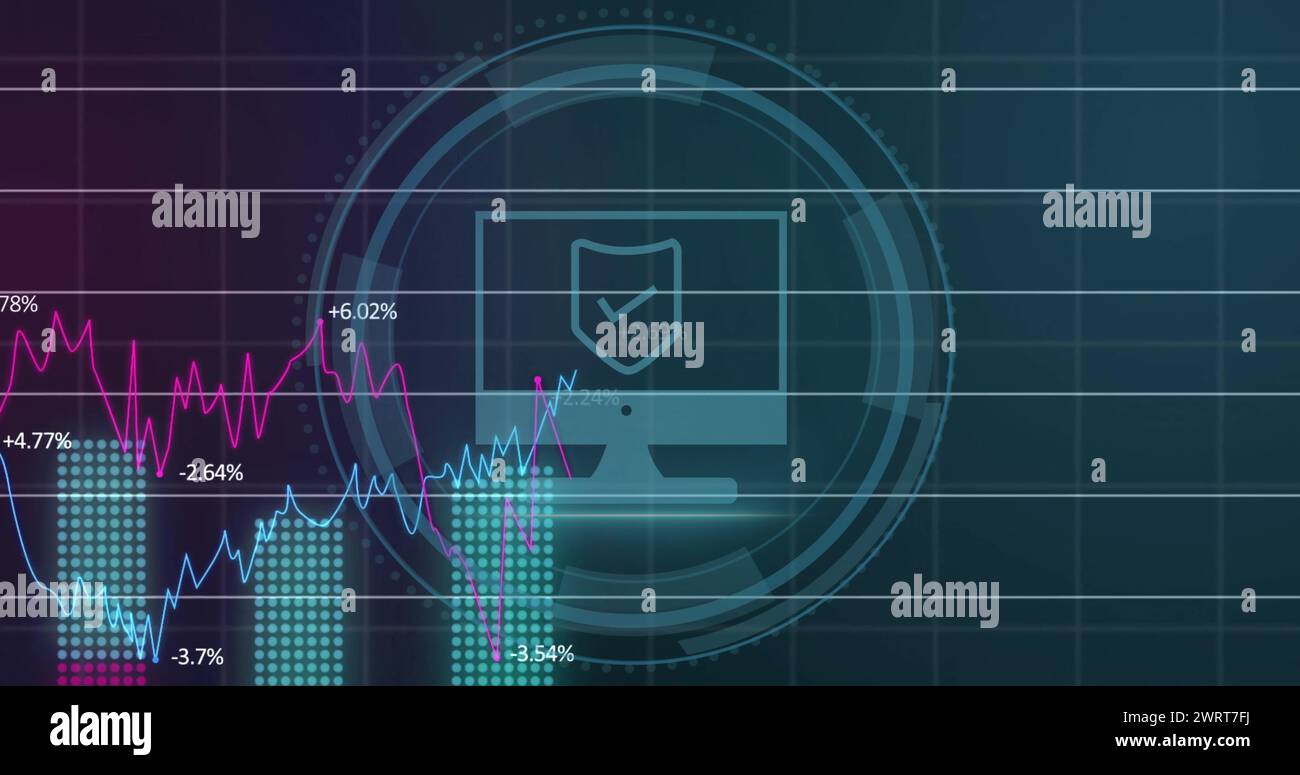 Image of scope scanning and financial data processing Stock Photo - Alamy