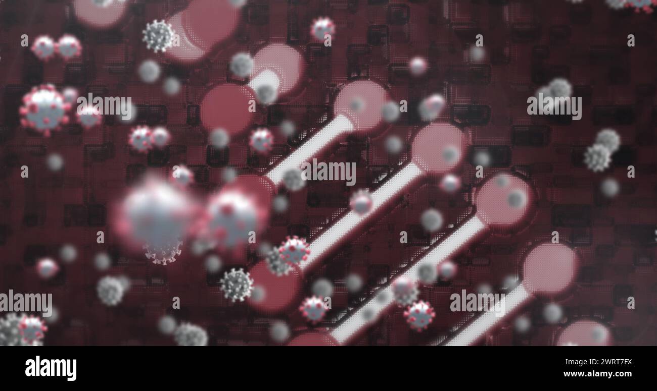 Image of 3d DNA strand spinning with Covid 19 coronavirus cells ...