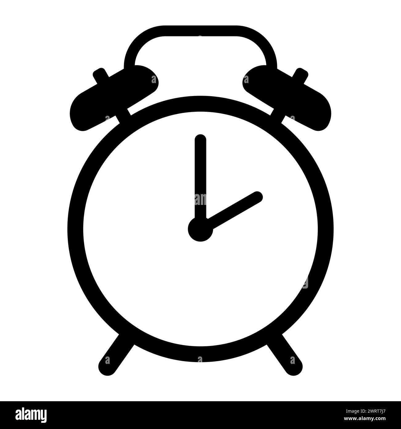 black vector alarm clock icon on white background Stock Vector Image ...