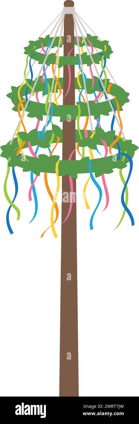 maypole with colorful ribbons isolated vector illustration Stock Vector ...