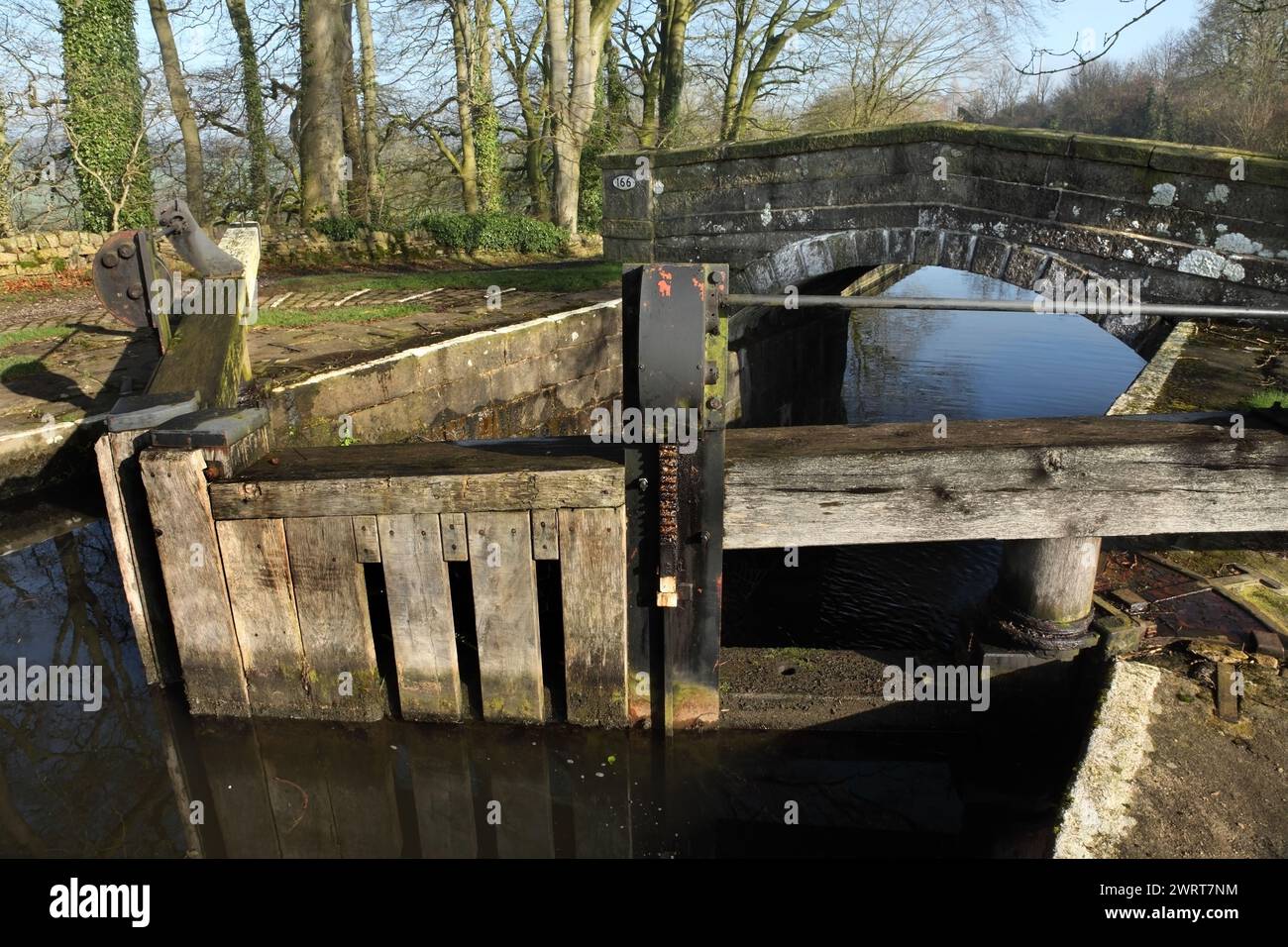 Bridge no. 166 at Plantation Lock no. 40 over the Leeds-Liverpool canal ...