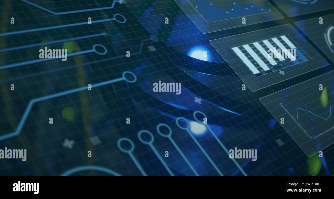 Image of statistics and data processing on grey background Stock Photo ...
