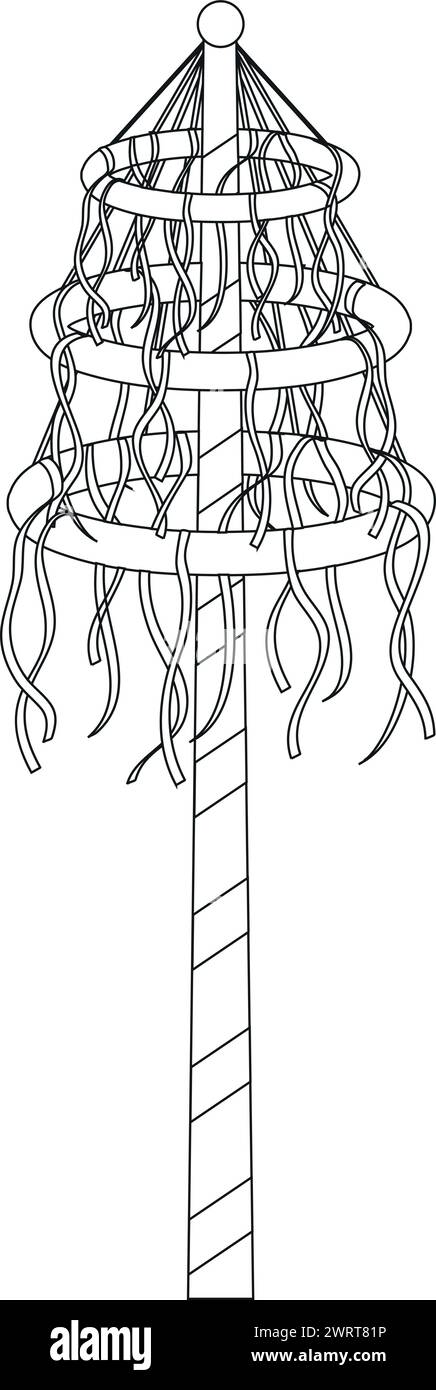 maypole with ribbons outline isolated vector illustration Stock Vector ...