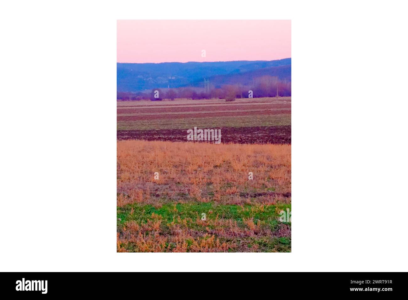 Vast empty field at dusk with distant sky Stock Photo - Alamy