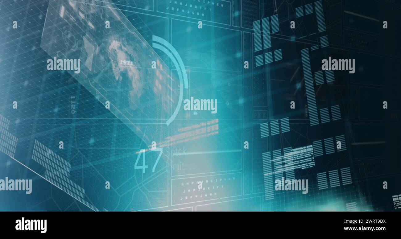 Image of loading circles with changing numbers over globe and loading ...