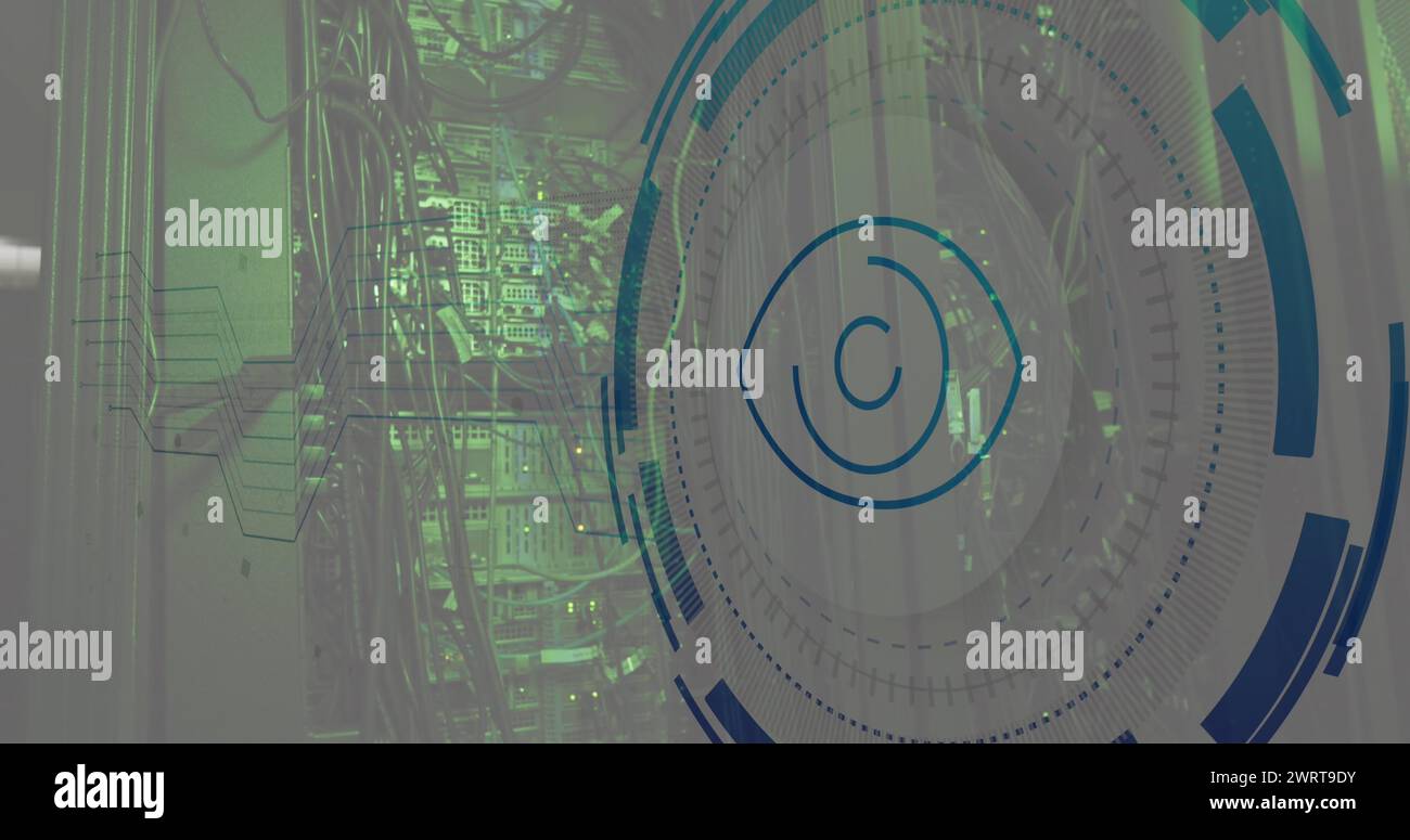 Image of eye retina round scanner against computer server room Stock Photo - Alamy