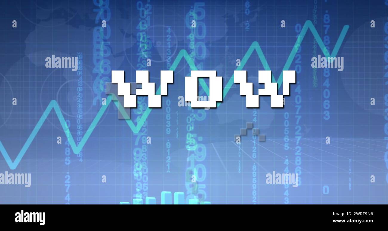 Image of wow text over data processing Stock Photo - Alamy