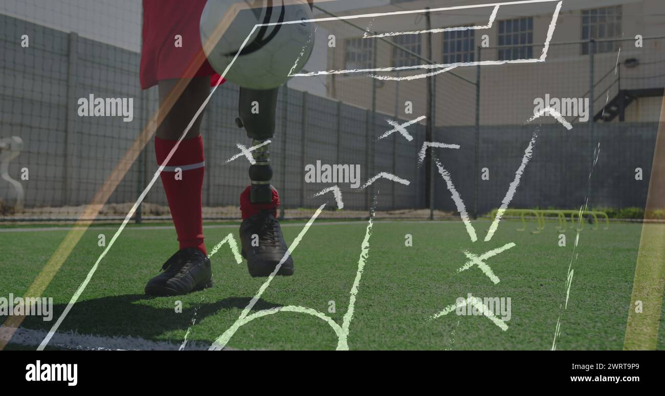 Image of drawing of game plan over black background. sports and ...