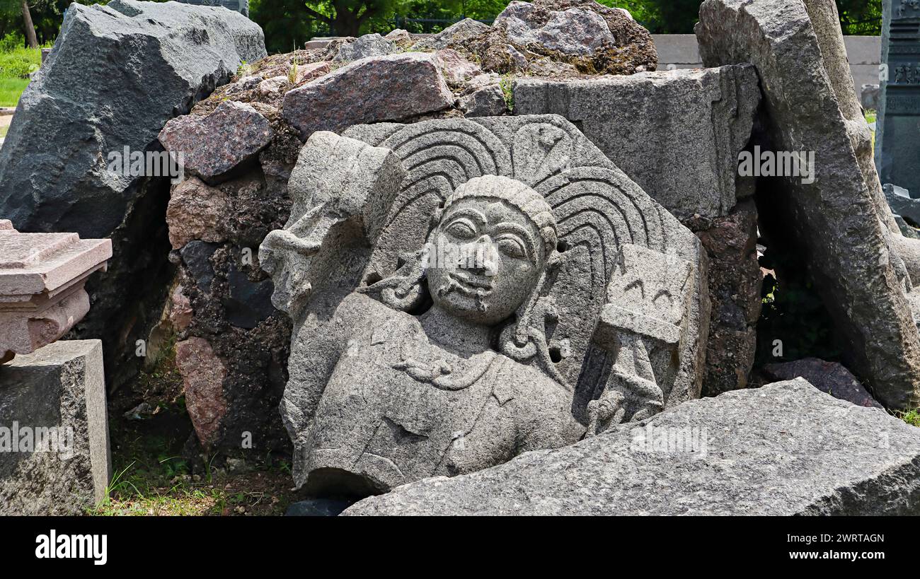 Half Broken Statue of Dwarapala in the Campus of Warangal Fort ...