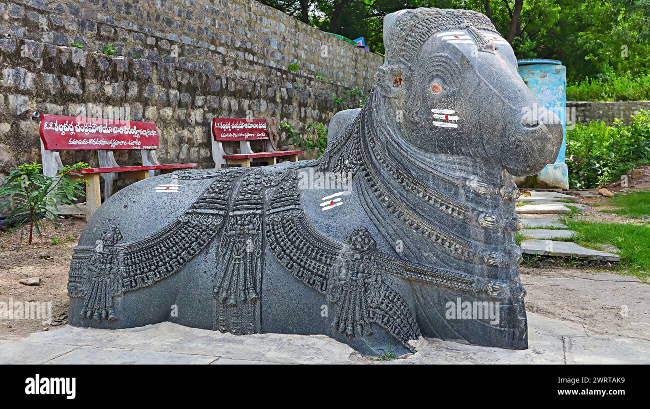 Carving Details on the Nandi, Warangal Fort, Telangana, India Stock ...