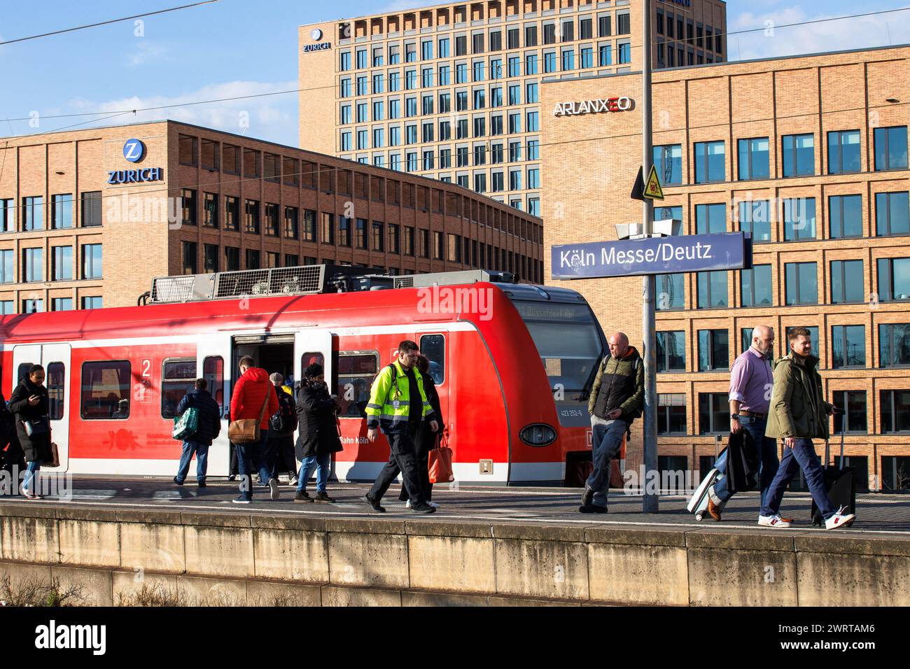 S-Bahn regional train in the station Deutz, Cologne, Germany. S-Bahn ...