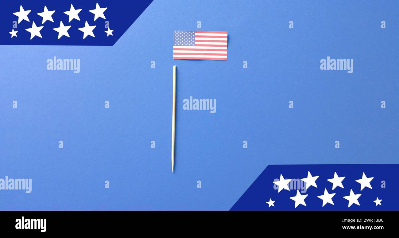 Image of flag of united states of america on blue background Stock ...