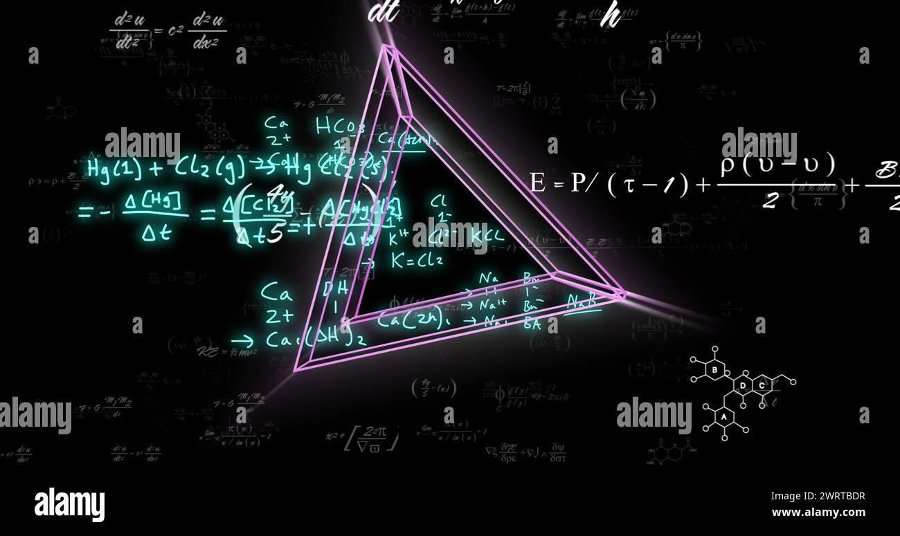 Image of 3d shapes moving over mathematical data processing Stock Photo ...