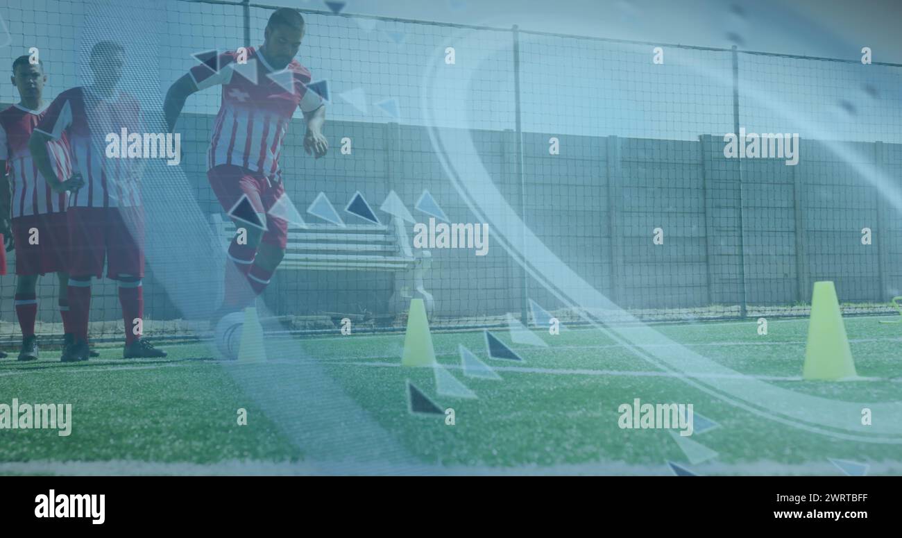 Image of scope scanning and data processing over football player ...