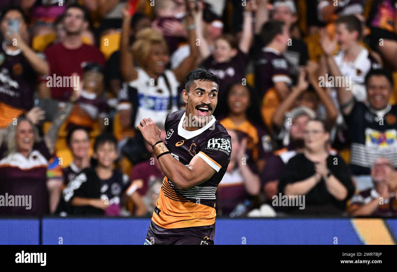 Brisbane, Australia. 14th Mar, 2024. Deine Mariner of the Broncos ...