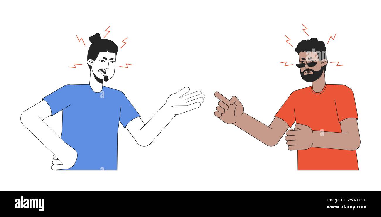 Adult men arguing scandal 2D linear cartoon characters Stock Vector ...