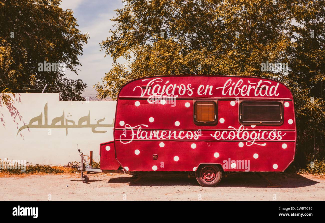Caravan Red on Mallorca Stock Photo - Alamy