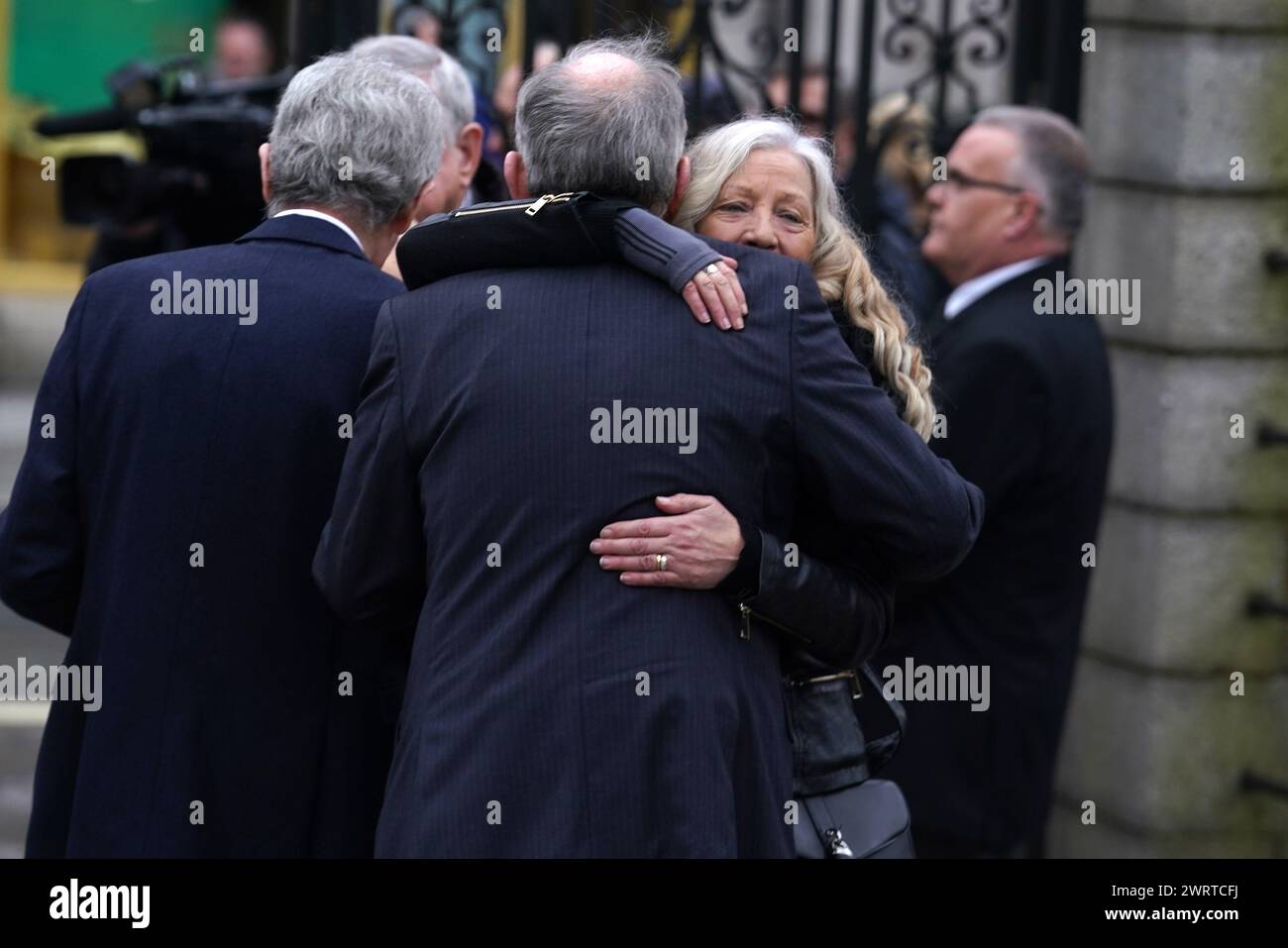 Stardust survivor Antoinette Keegan (right) arrives for a service at ...