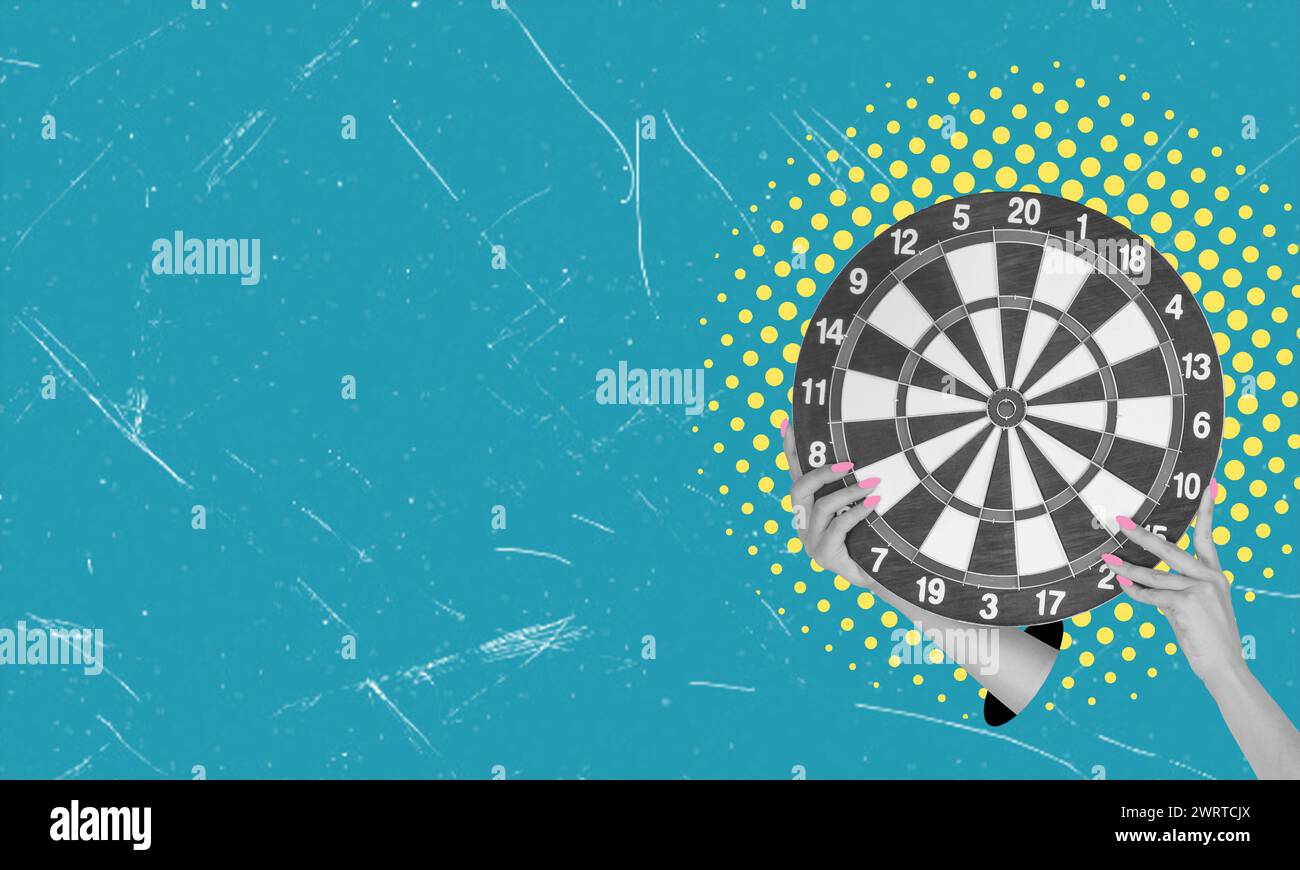 Collage picture template image with dart board, and darts. Concept work ...