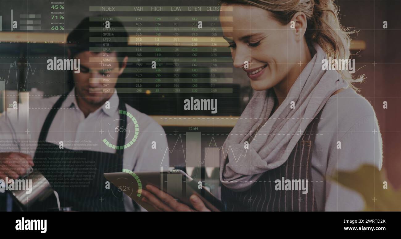 Image of data processing over diverse people Stock Photo - Alamy