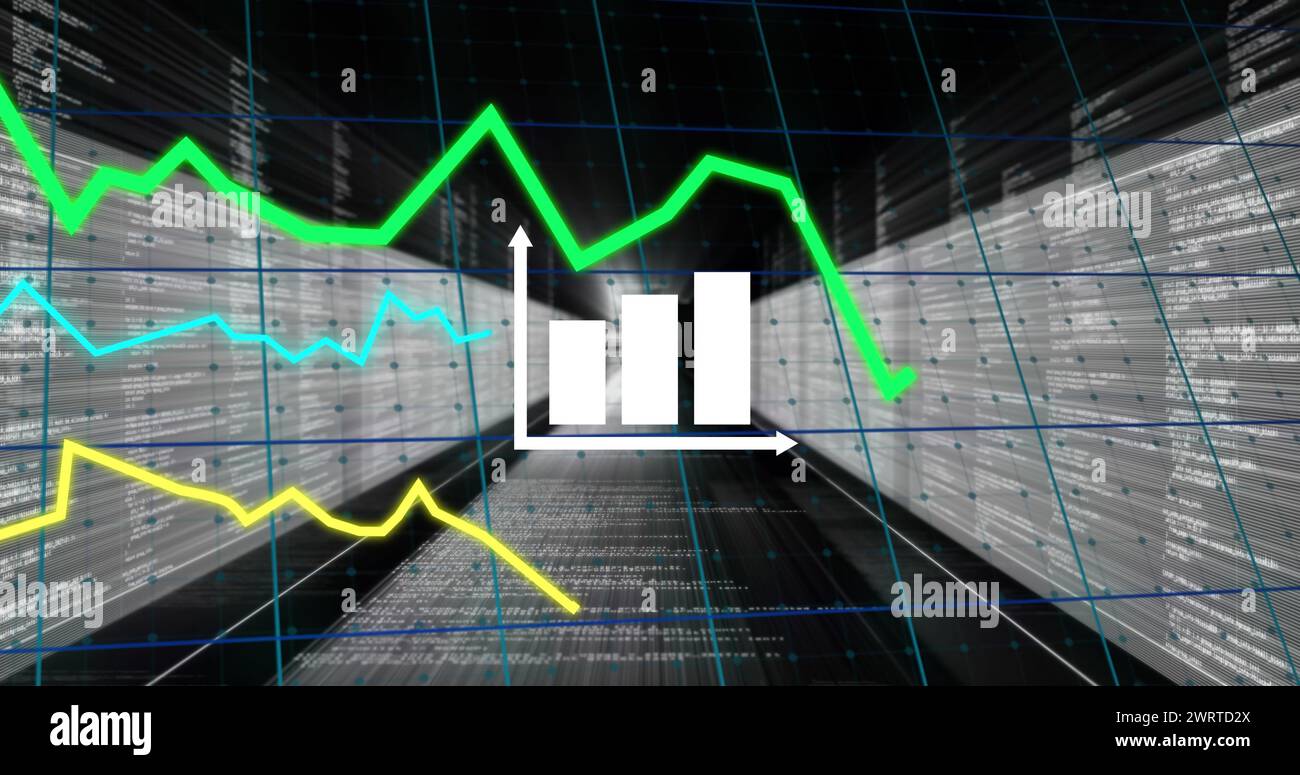 Image Of Graphs Over Multiple Screens With Data Processing Against