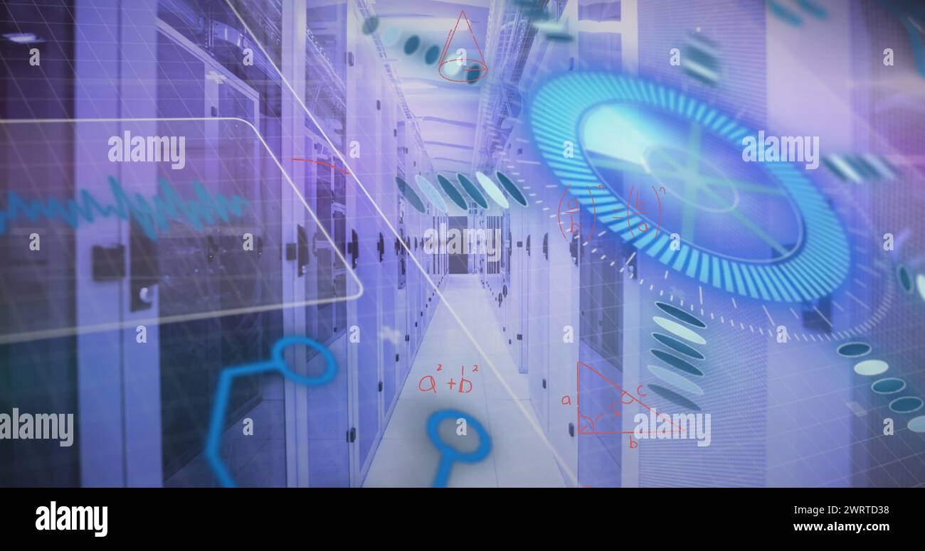 Image Of Mathematical Equations Over Interface With Data Processing