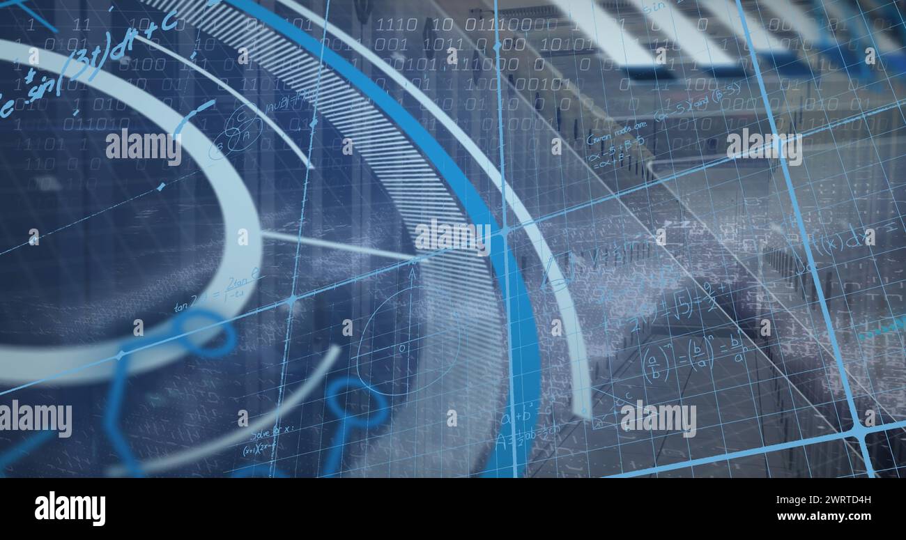 Image of scope scanning and car drawing over man wearing vr headset Stock Photo - Alamy