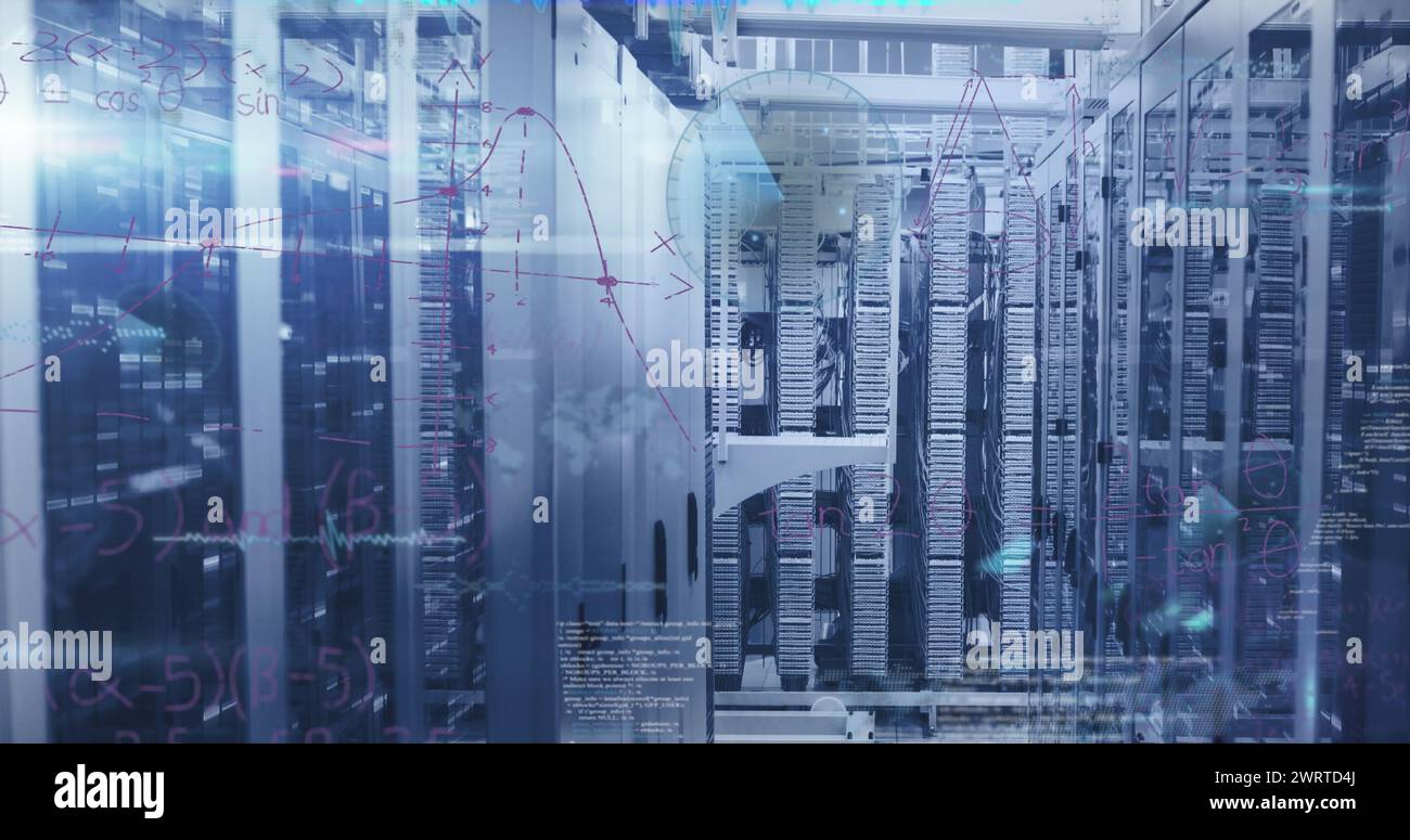 Image of data processing over server room Stock Photo - Alamy