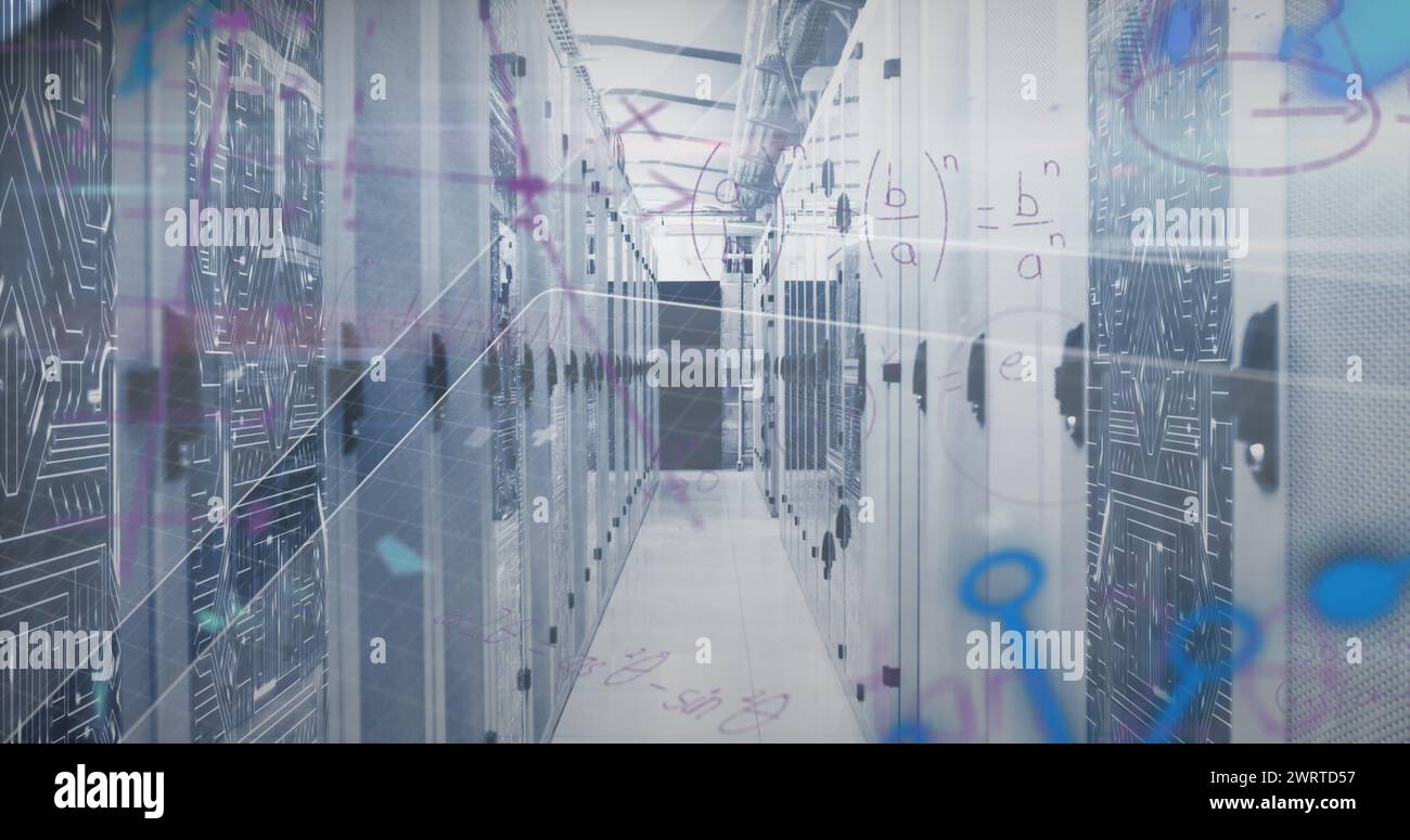 Image Of Mathematical Equations And Data Processing Against Computer