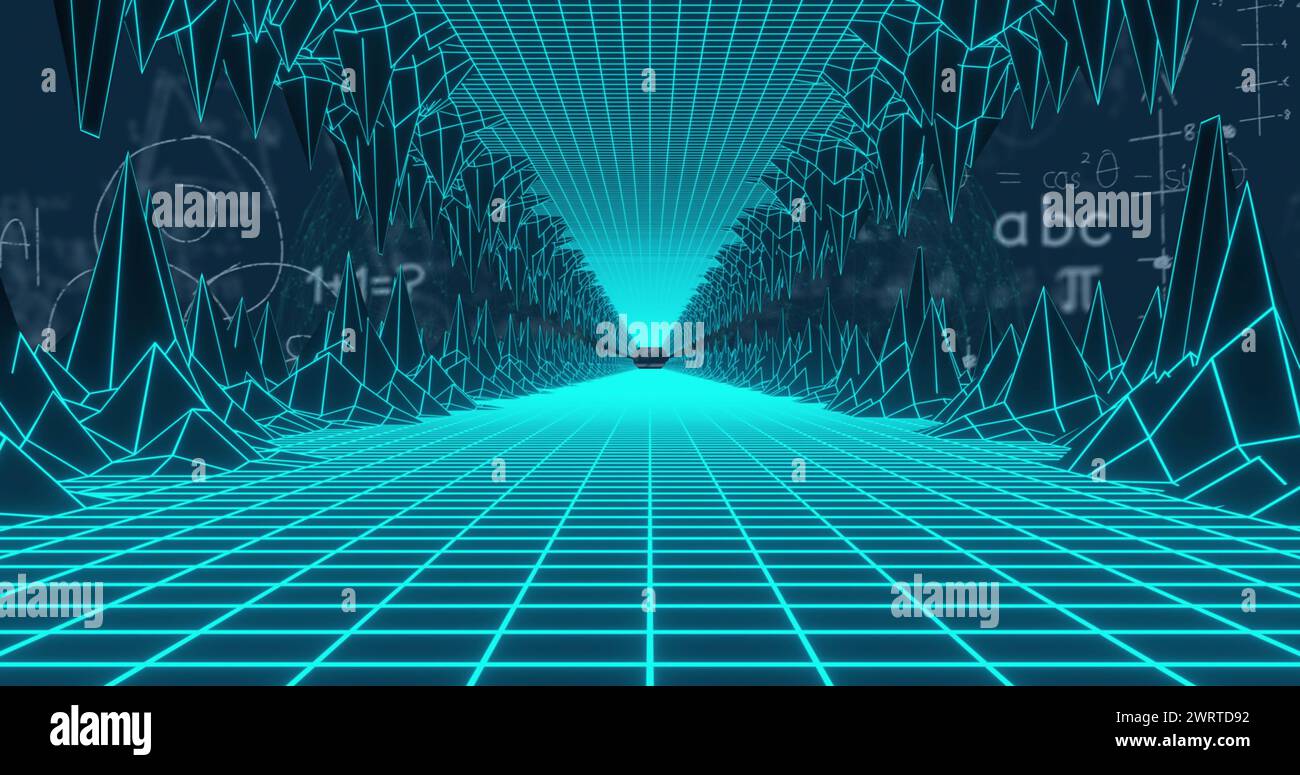 Image of math formulas and digital space on navy background Stock Photo ...