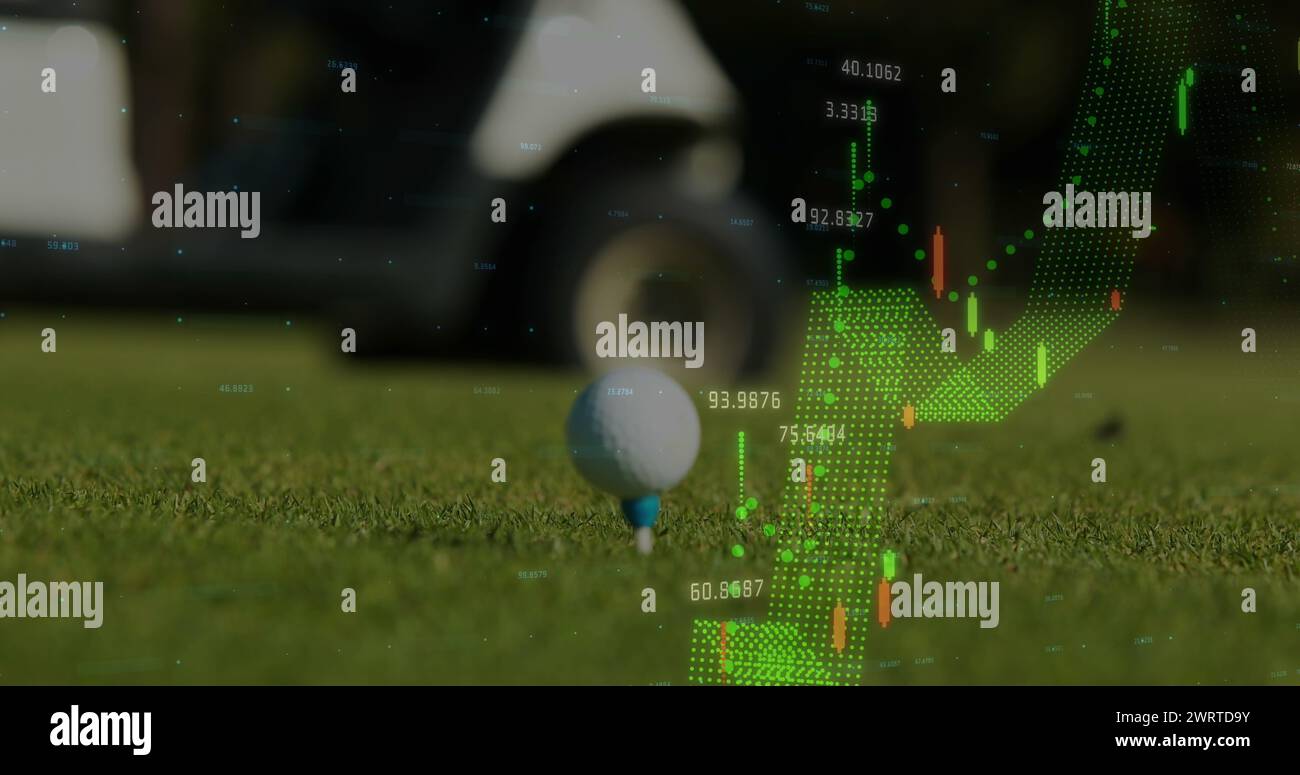 Image of data processing over golf ball Stock Photo - Alamy