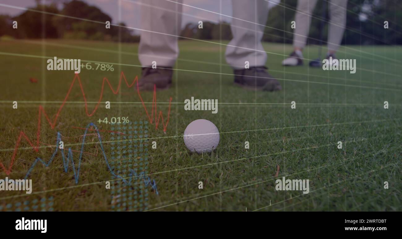 Image of data processing over male golf players Stock Photo - Alamy