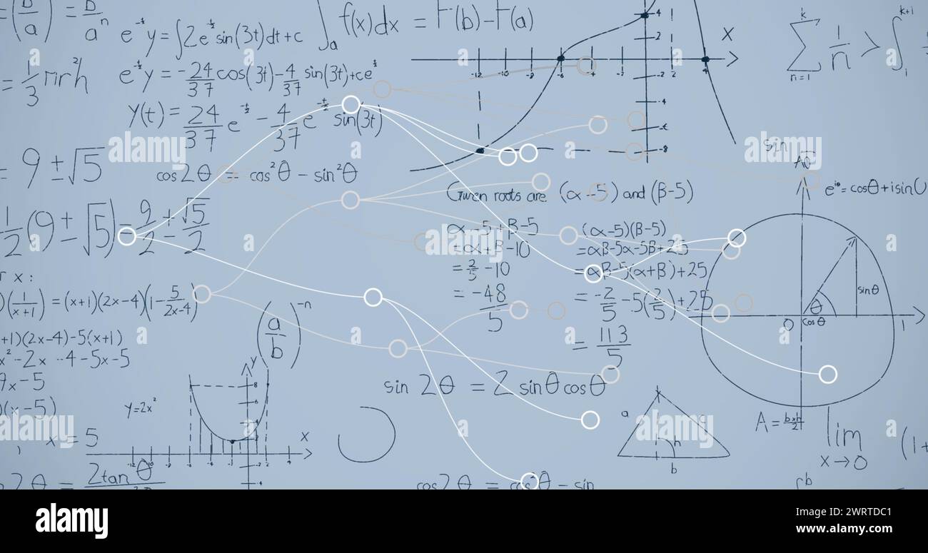Image of connections and math formulas on grey background Stock Photo ...